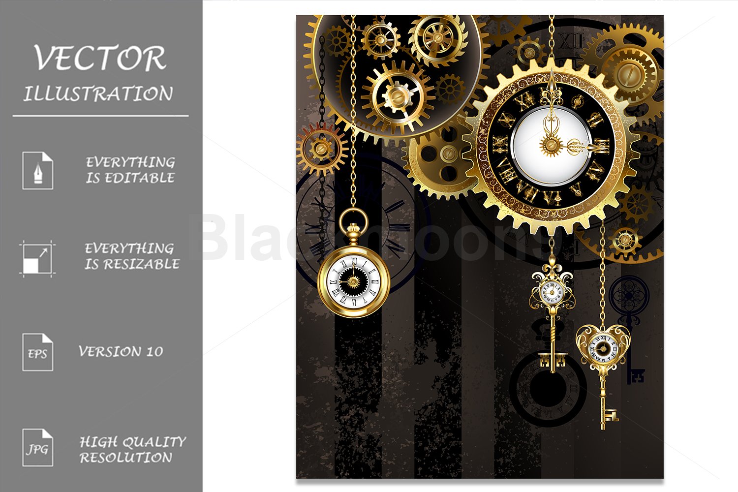 Antique Clock with Keys (273218) | Illustrations | Design Bundles