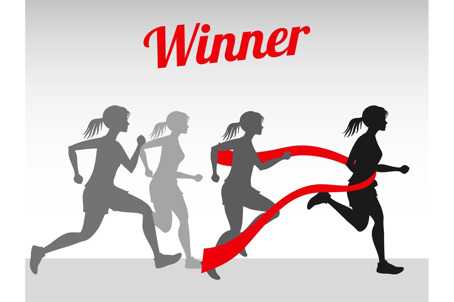 Winner vector concept with female running silhouettes (900355 ...