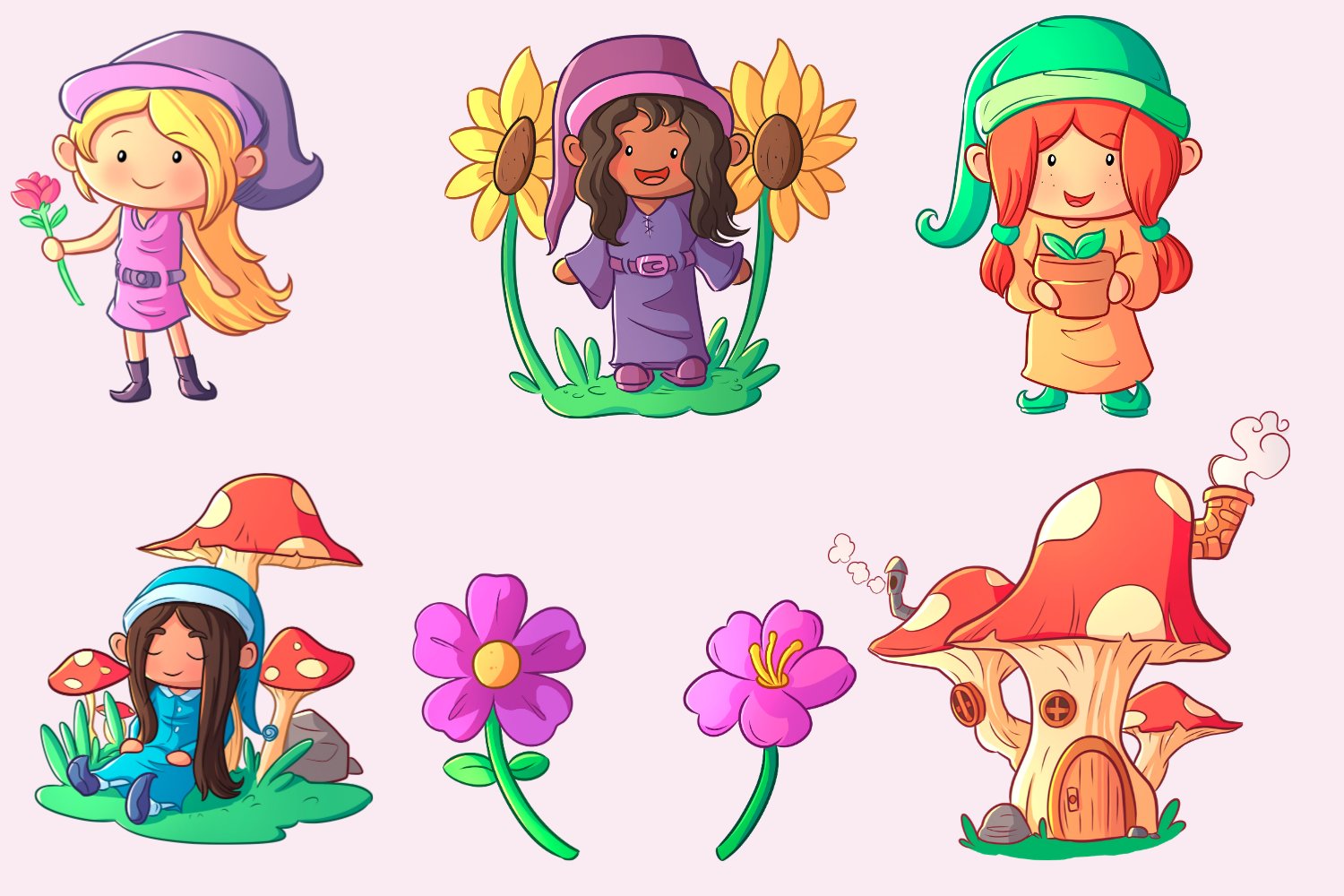 Gnome Girls Clip Art Collection