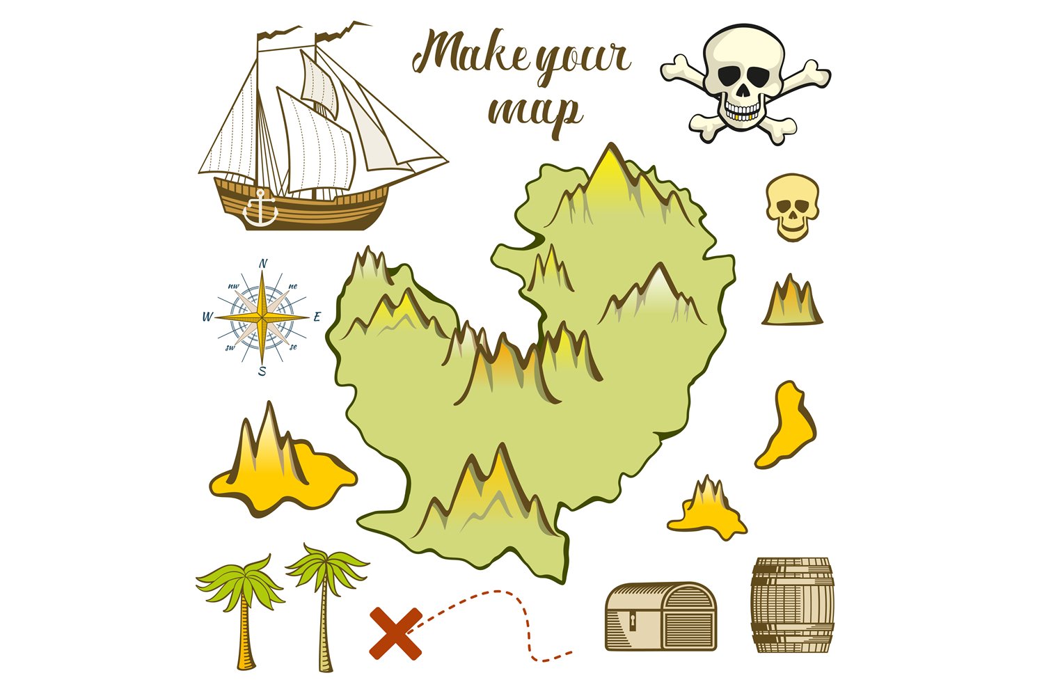 Map of island - game for kids with ship, island (865384 ...