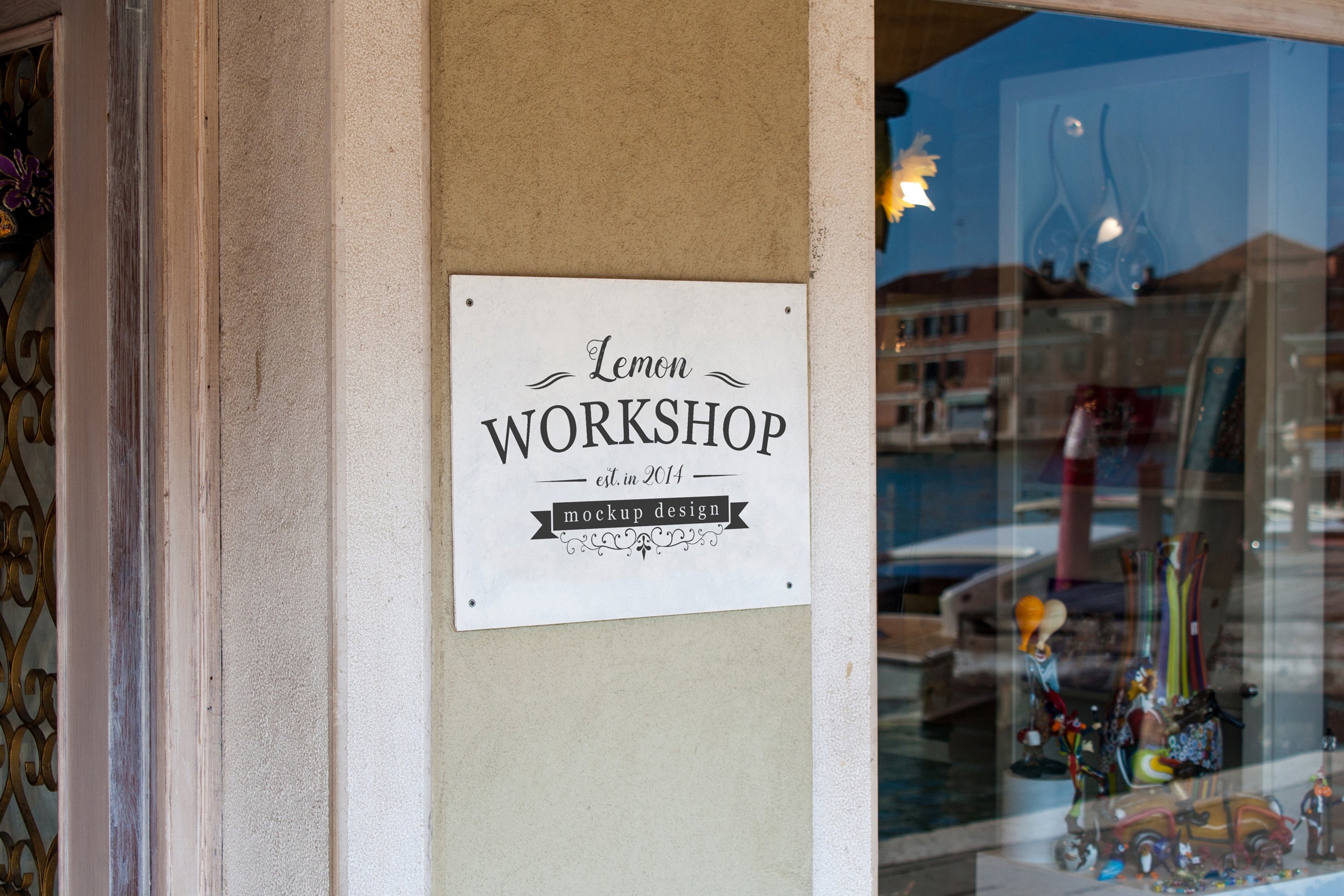 Logo Mock up, Wall Mount White Sign