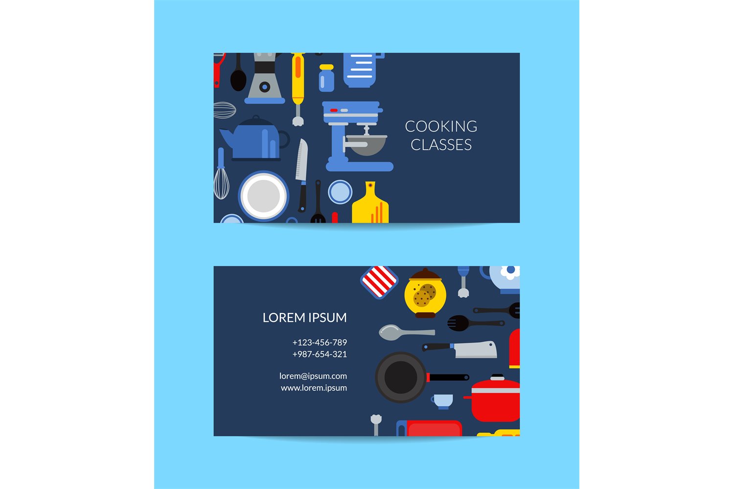 Vector flat style kitchen utensils business card template (845614 ...