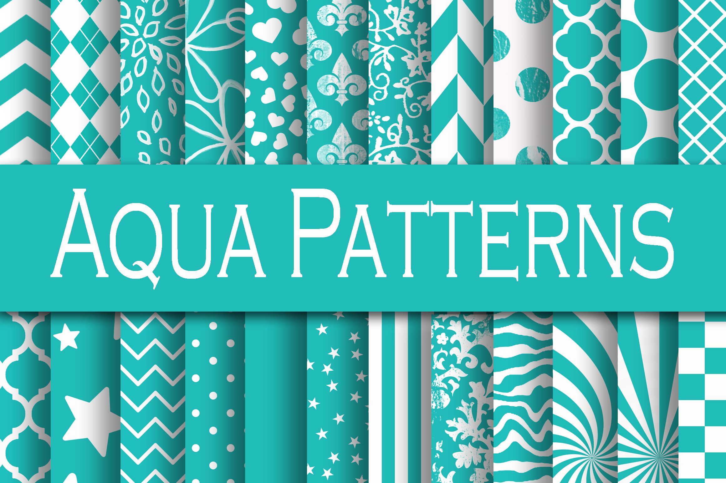 Aqua Patterns Digital Paper (37243) | Backgrounds | Design Bundles