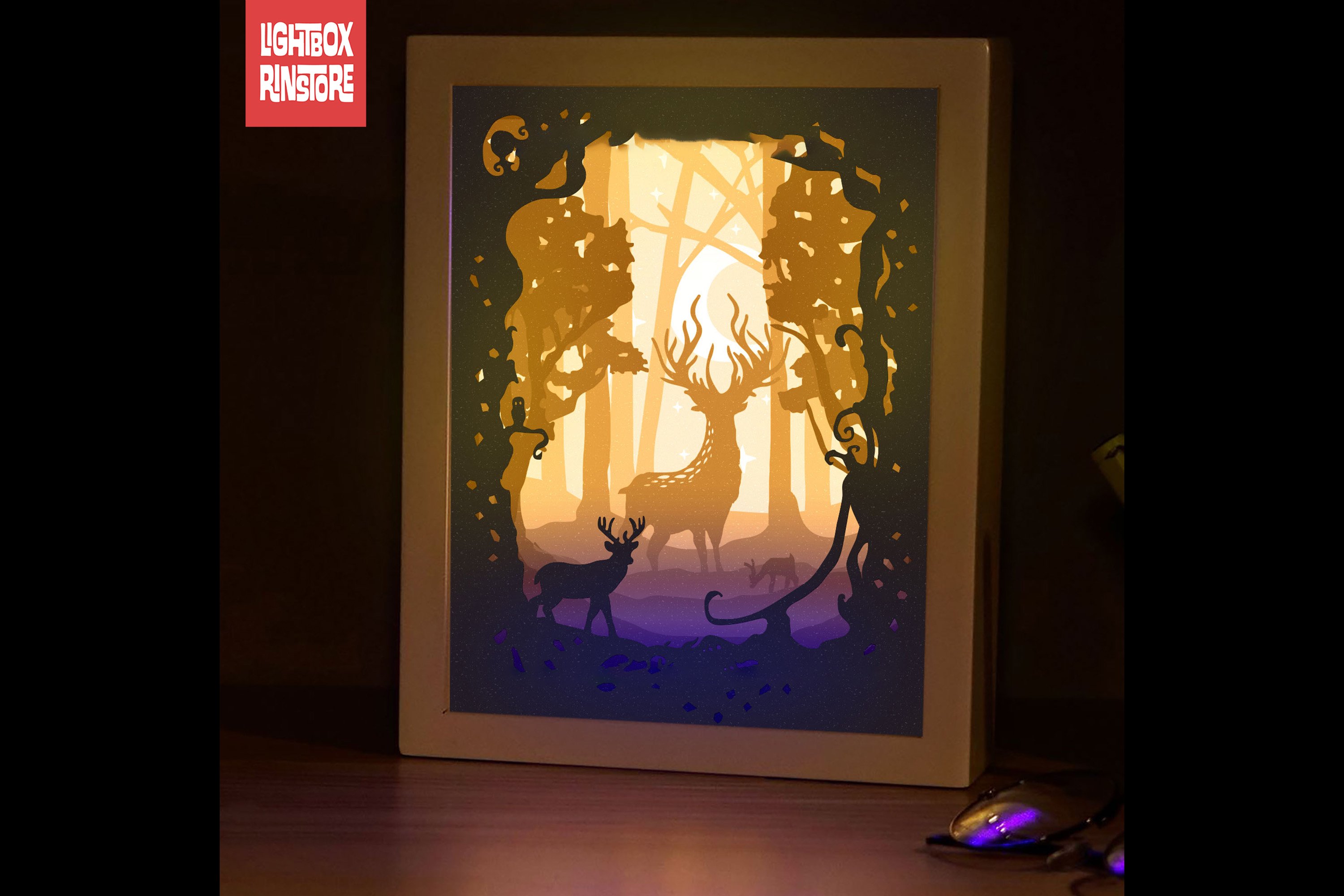 #175 Deer Spirit, 3D Shadow box paper cut lightbox (776327) | Paper ...