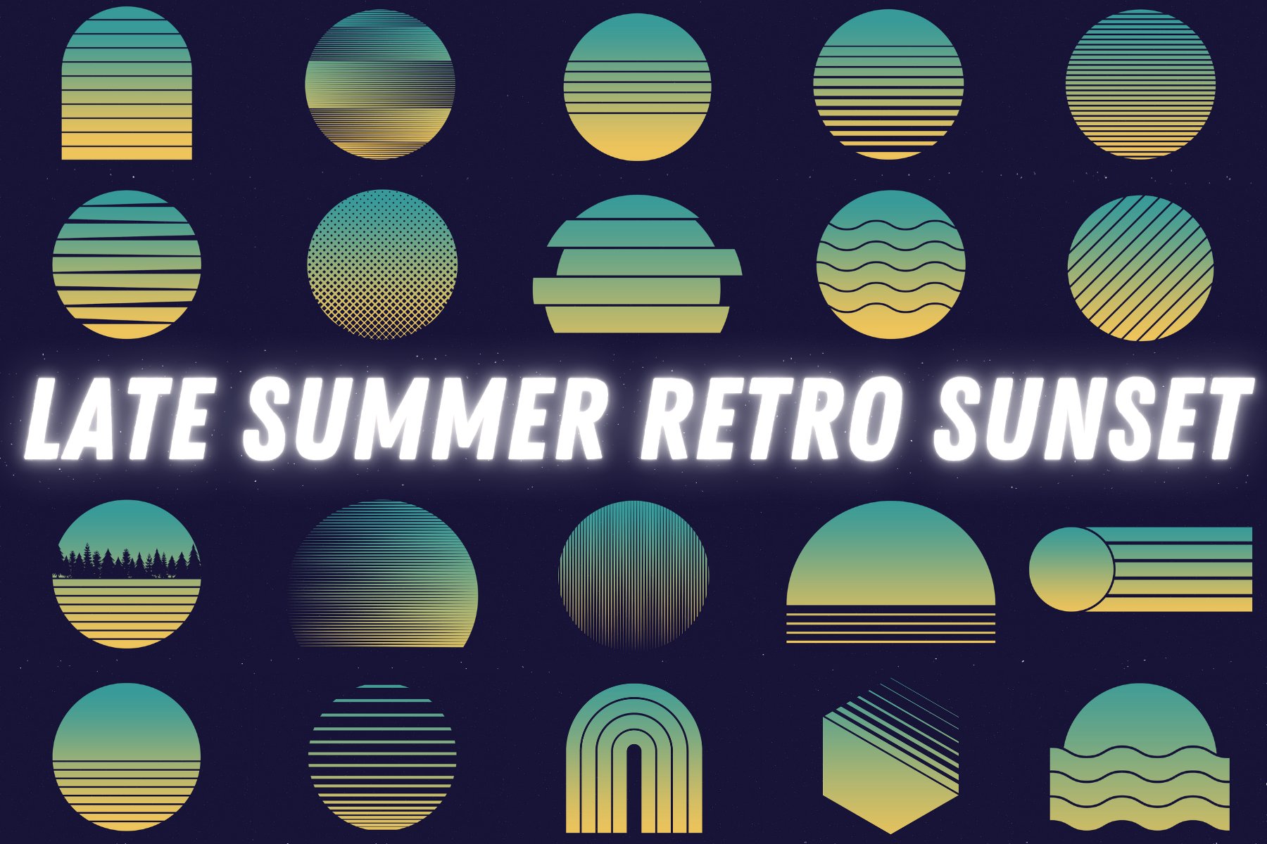 Late Summer Retro Sunset (1087588) | Elements | Design Bundles