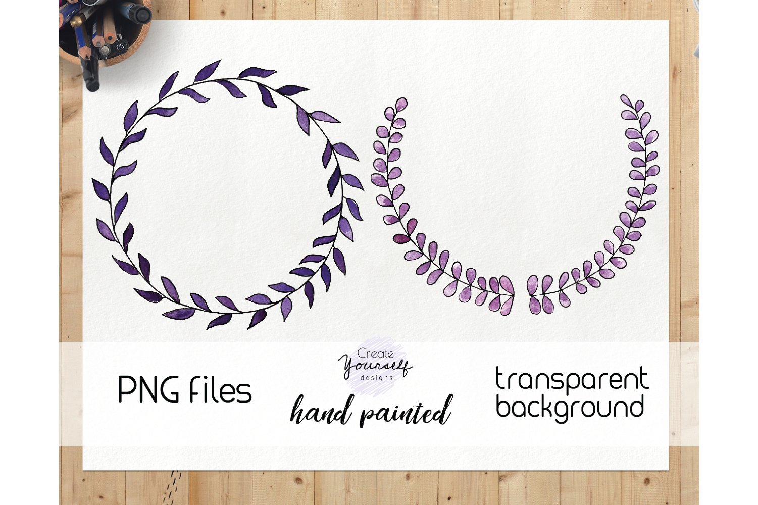 Watercolor wreath clipart set - lilac wreath clipart (284534 ...