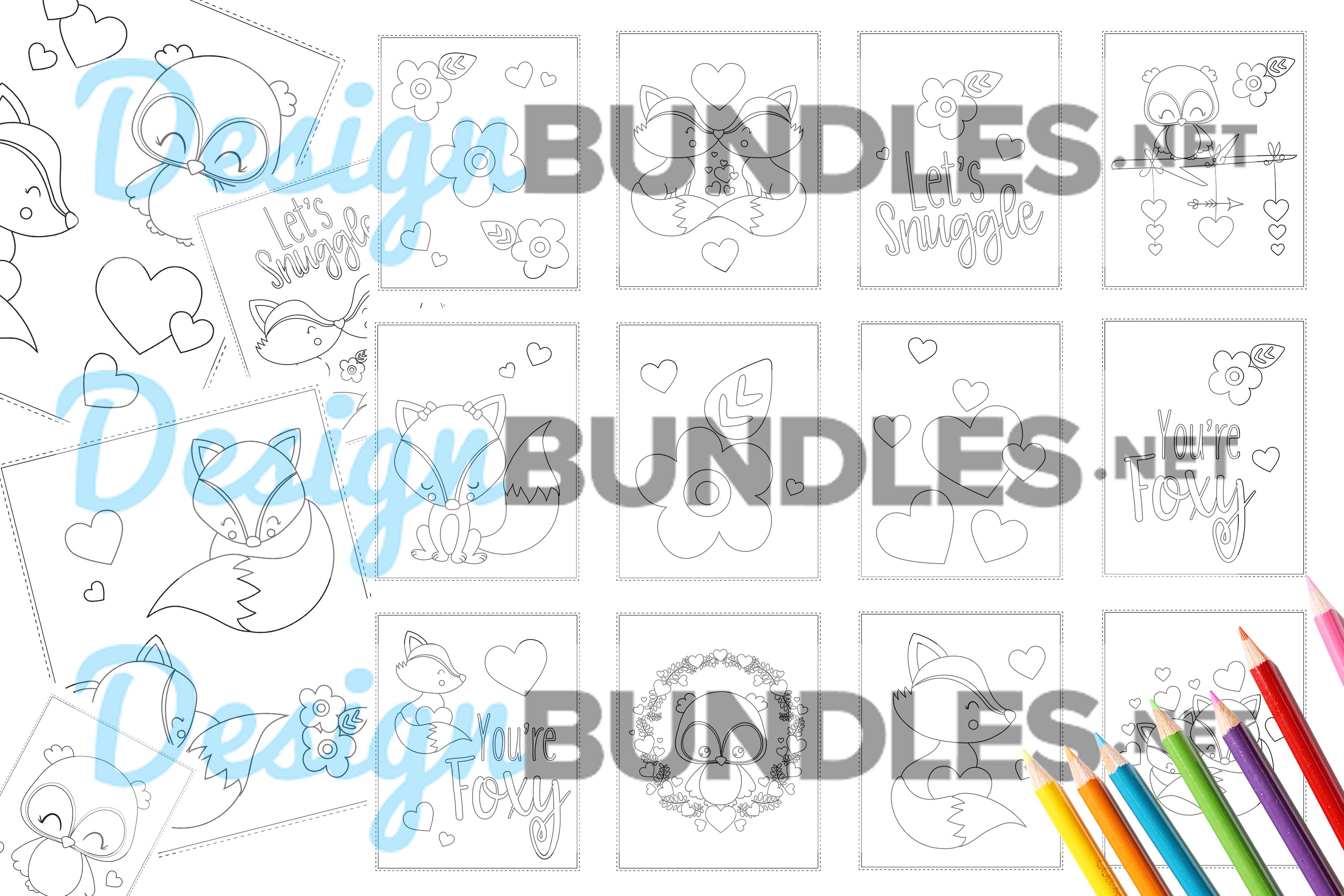 Valentine Fox Coloring Book