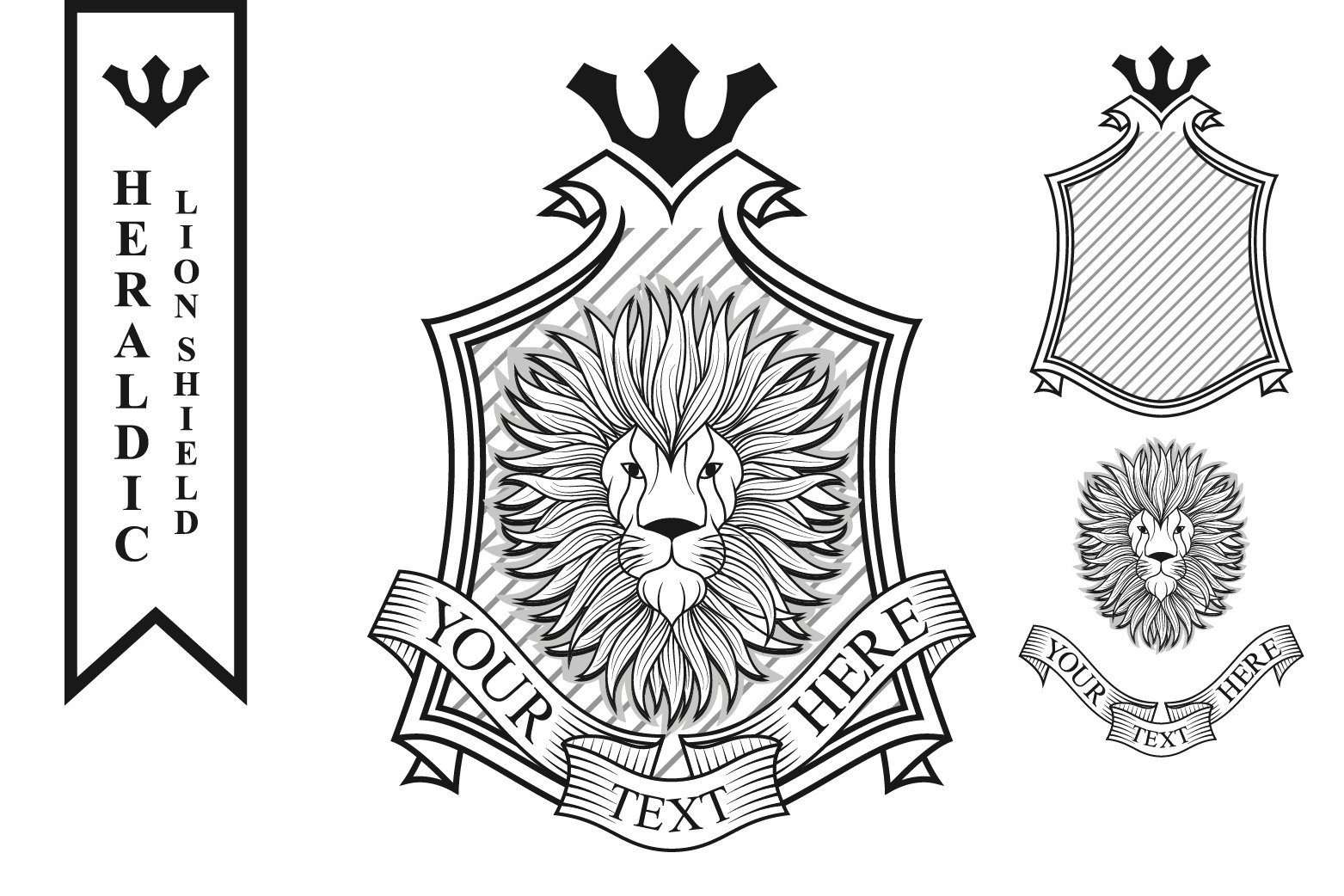 Heraldic Lion Shield (217353) | Illustrations | Design Bundles