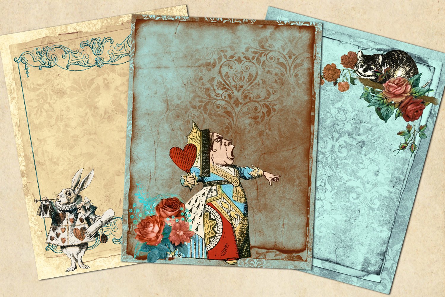 Whimsical Alice in Wonderland Journal Paper (361741) | Illustrations ...