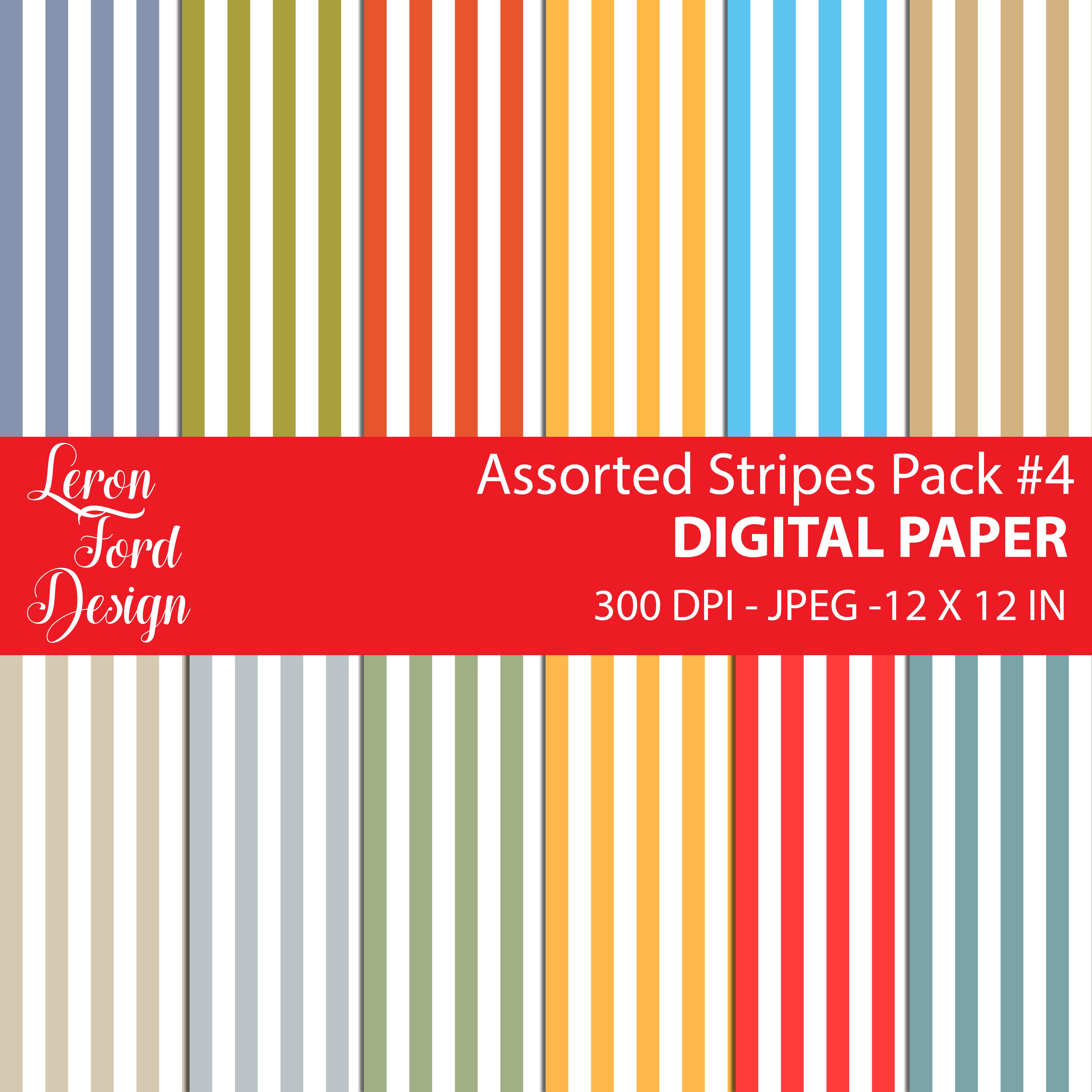 Assorted Stripes Pack #4 Digital Paper (49623) | Backgrounds | Design ...