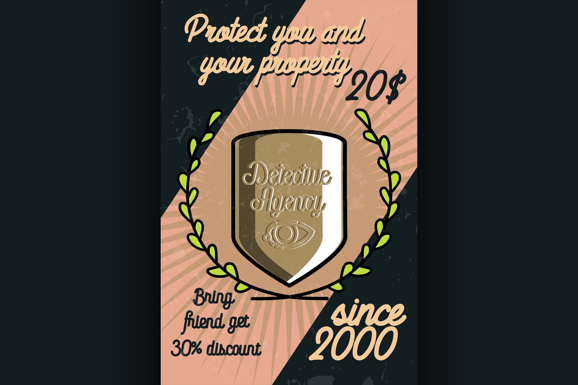 Color vintage detective agency poster (678445) | Illustrations | Design ...