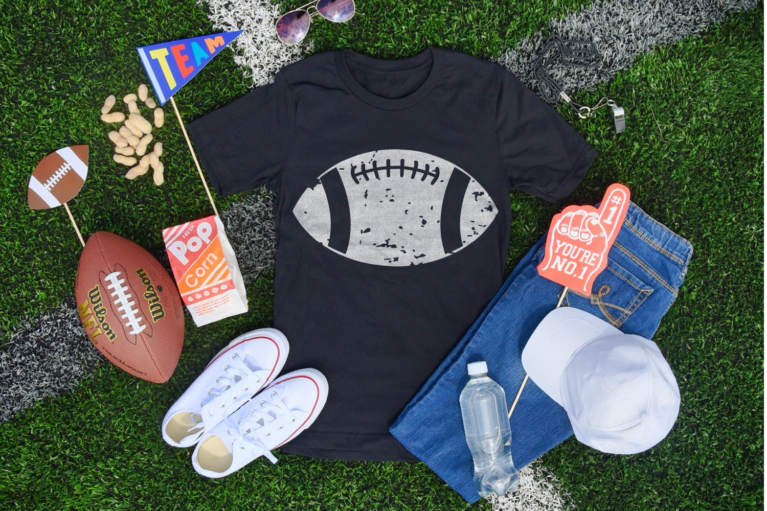 Football SVG, Grunge Silhouette (149448) | Cut Files | Design Bundles