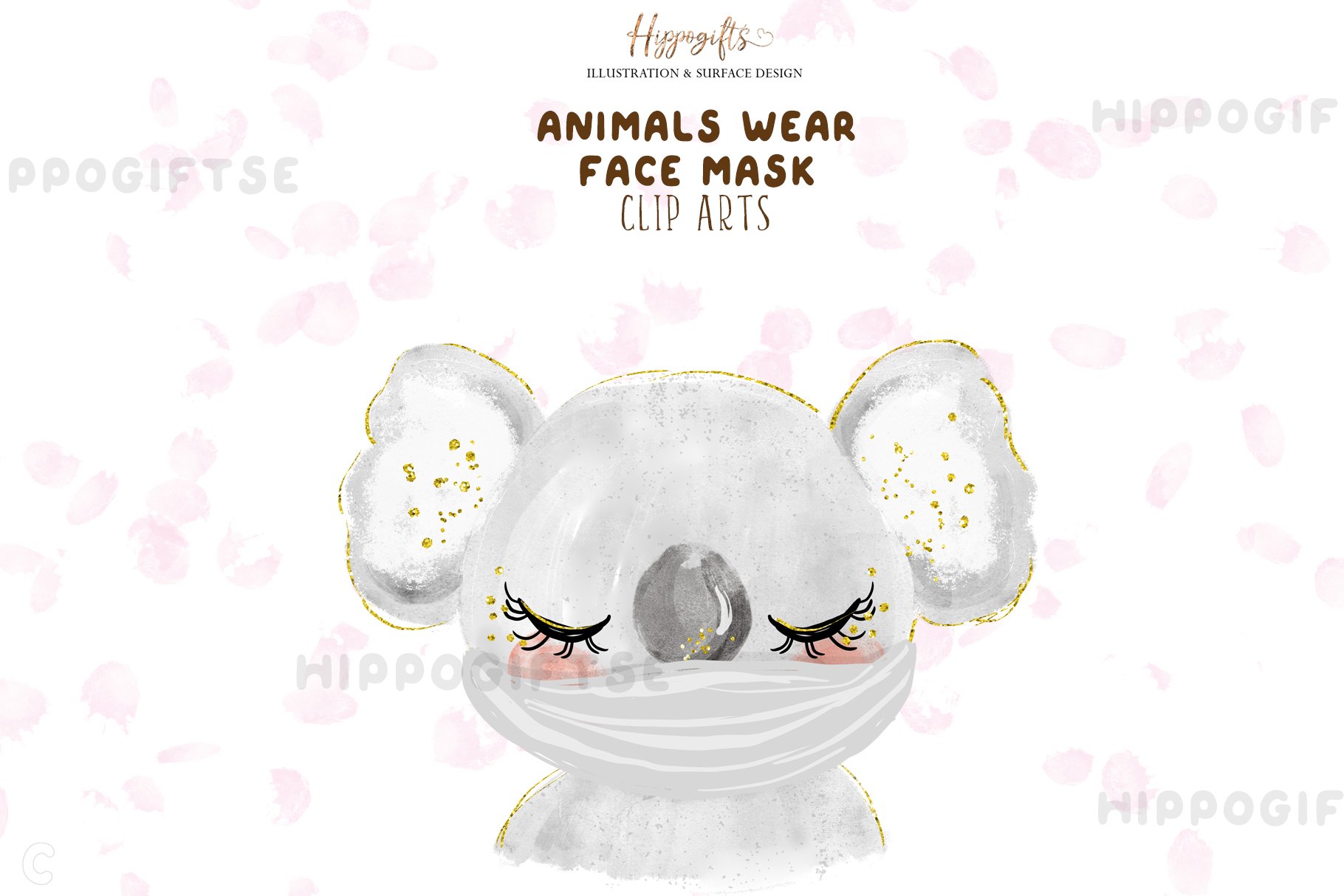 Animals wear face mask cliparts (559341) | Illustrations | Design Bundles