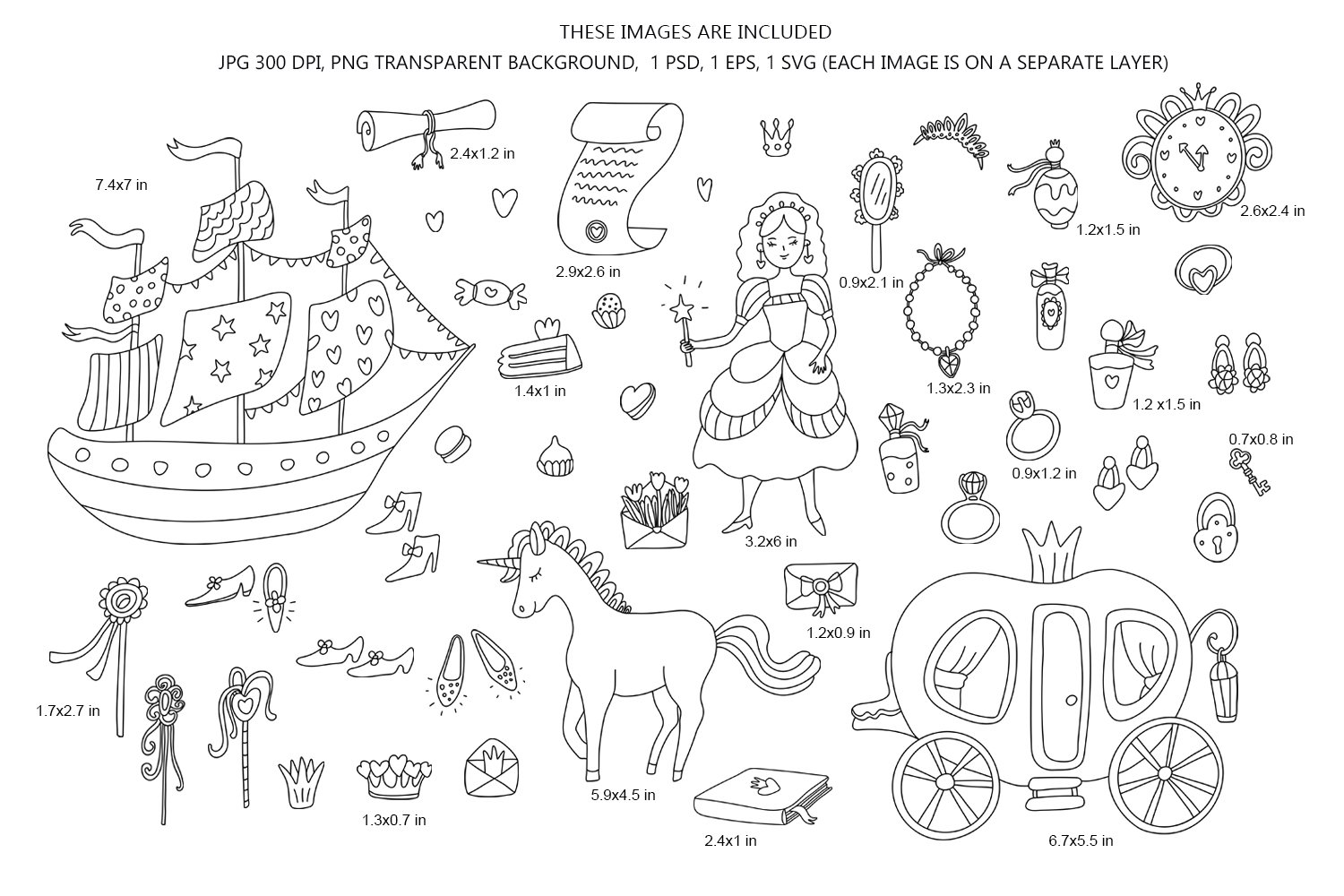 Princess Life Doodle Clipart and Seamless Patterns (1212305 ...