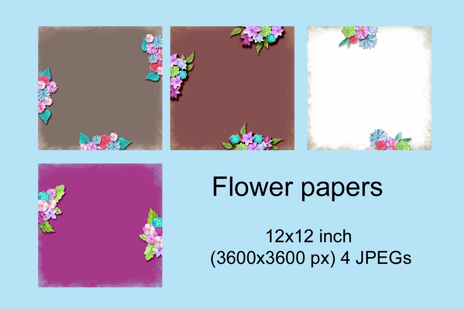 Flower edge quick pages (1035347) | Templates | Design Bundles