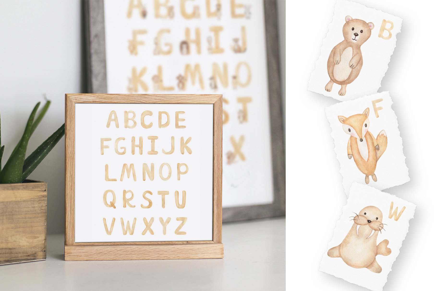 Watercolor Animal Alphabet (523368) | Illustrations | Design Bundles