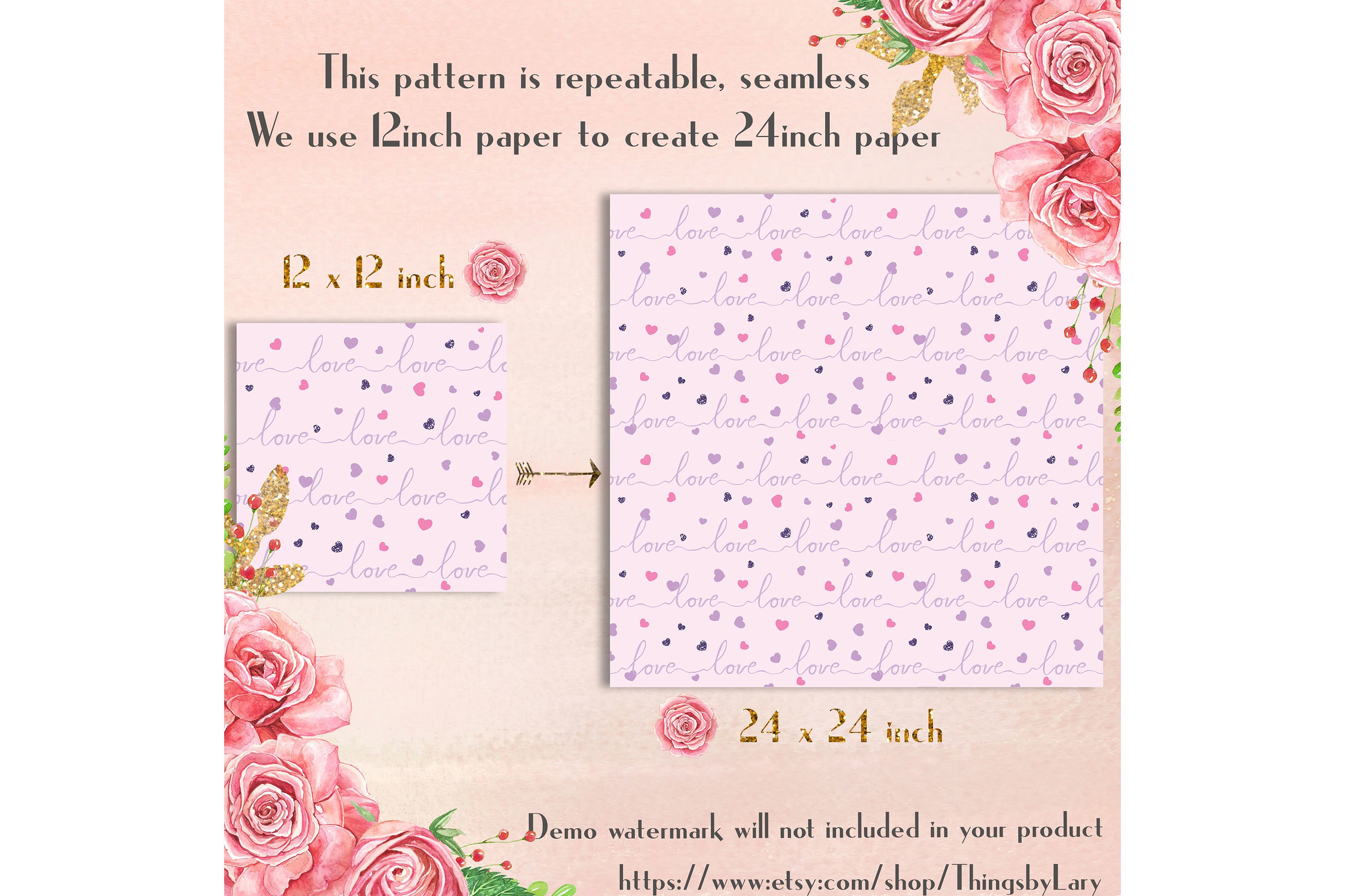 16 Seamless Pastel Pink and Purple Valentine Digital Papers (130916 ...