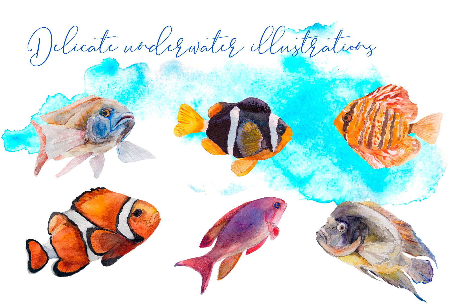 Under the sea. Watercolor art (186793) | Illustrations | Design Bundles