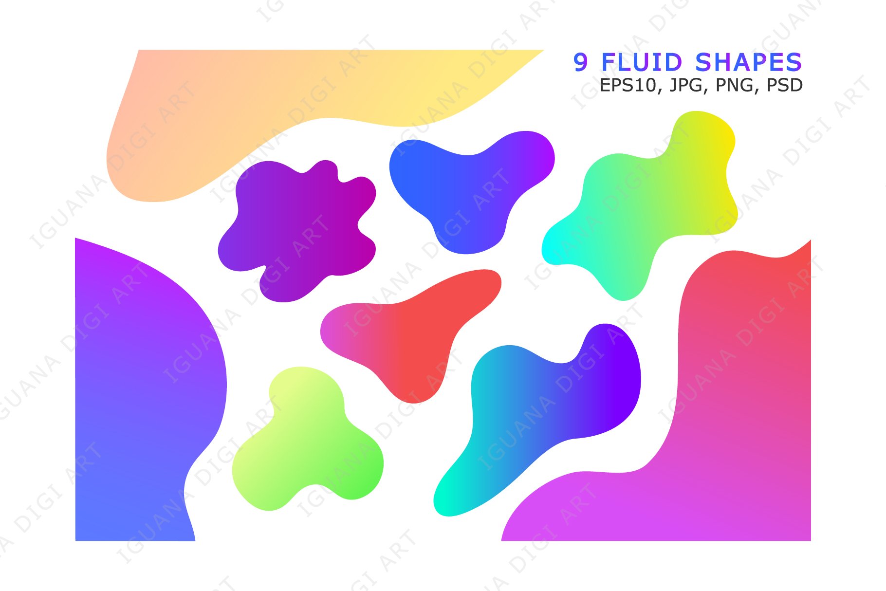 Vector 3d liquid fluid frames and shapes set in neon colors (792739 ...