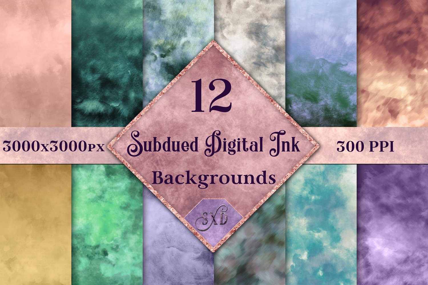 Subdued Digital Ink Backgrounds - 12 Image Textures Set (161783 ...