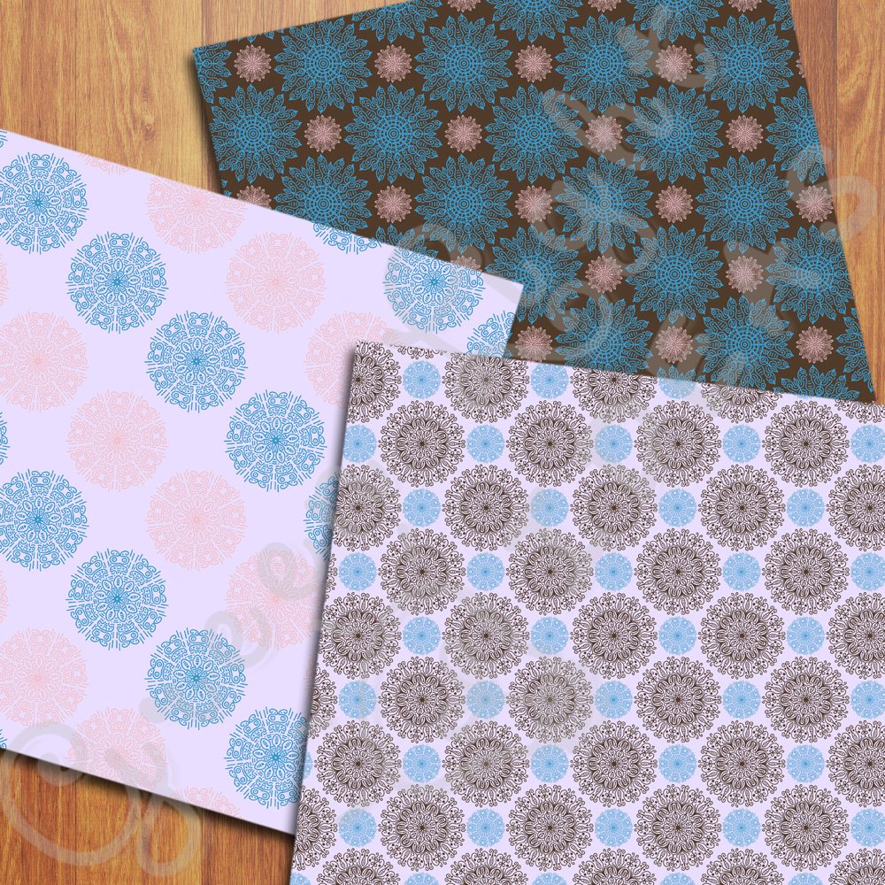 Boho Mandalas Digital Papers (21613) | Backgrounds | Design Bundles