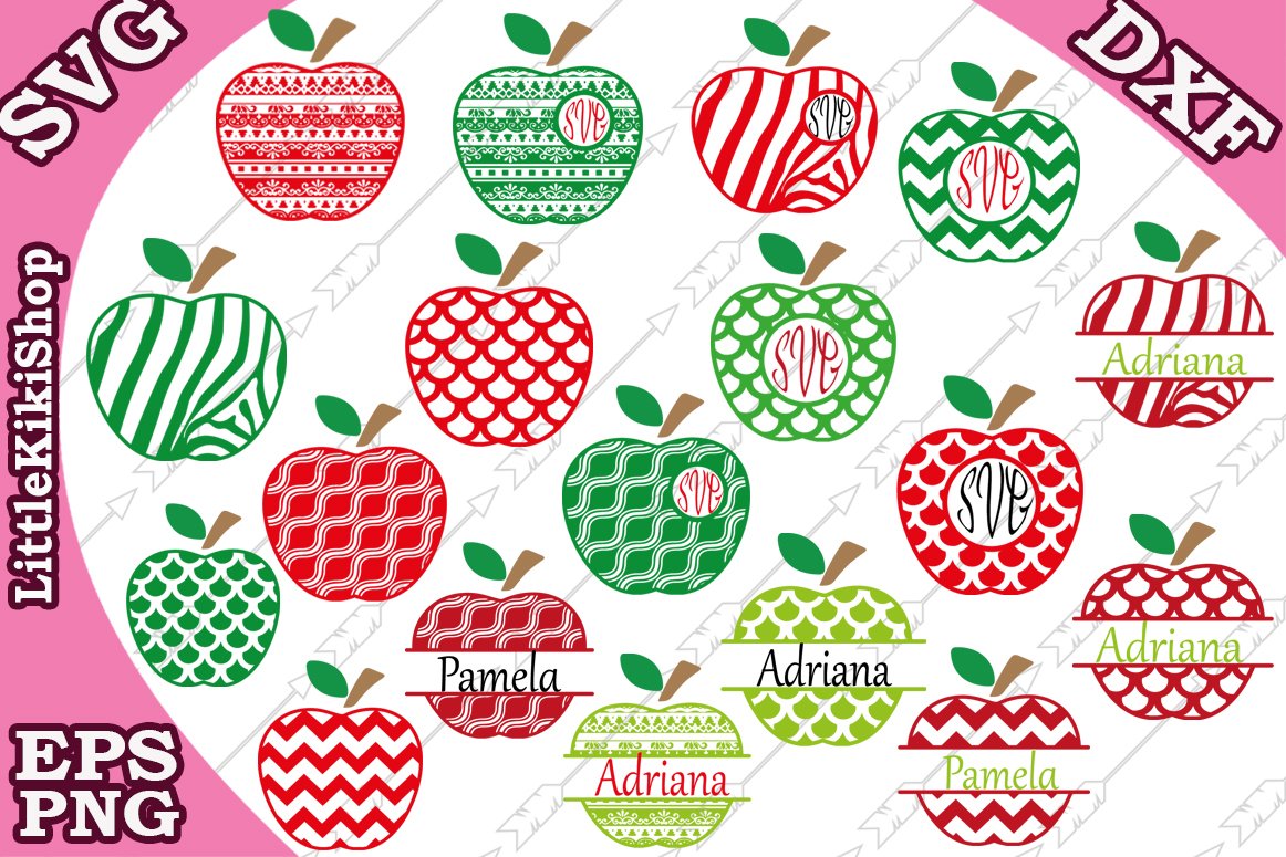 Apple Monogram Frames Svg,Apple Bundle Svg,Apple split svg (214256 ...