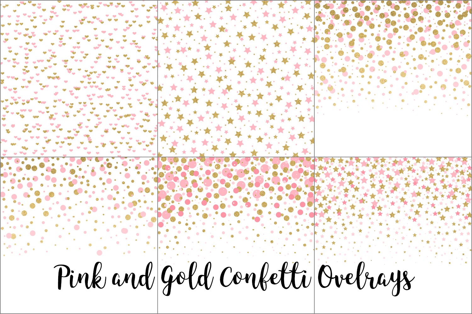 Pink and Gold Confetti Overlays, Transparent PNGs (210622 ...