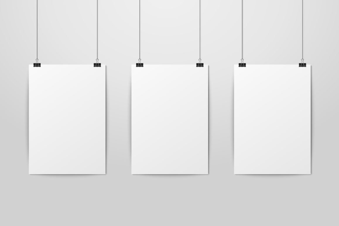 Hanging blank posters. Vector set. (1123653) | Objects | Design Bundles
