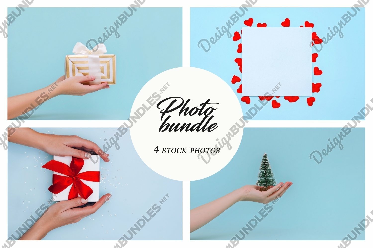 Festive photo bundle on blue background (1744677) | Holiday | Design ...
