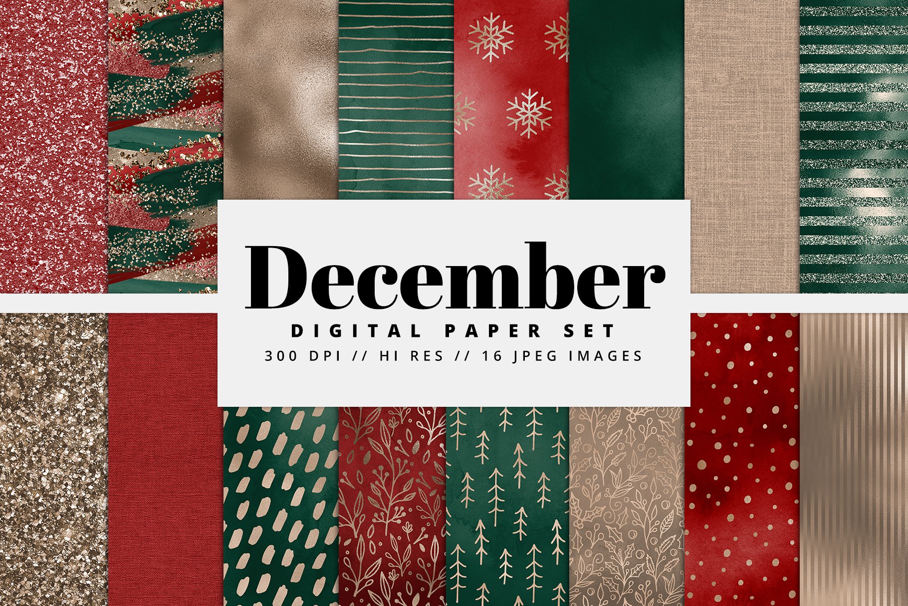 December Digital Paper Set (502090) | Patterns | Design Bundles