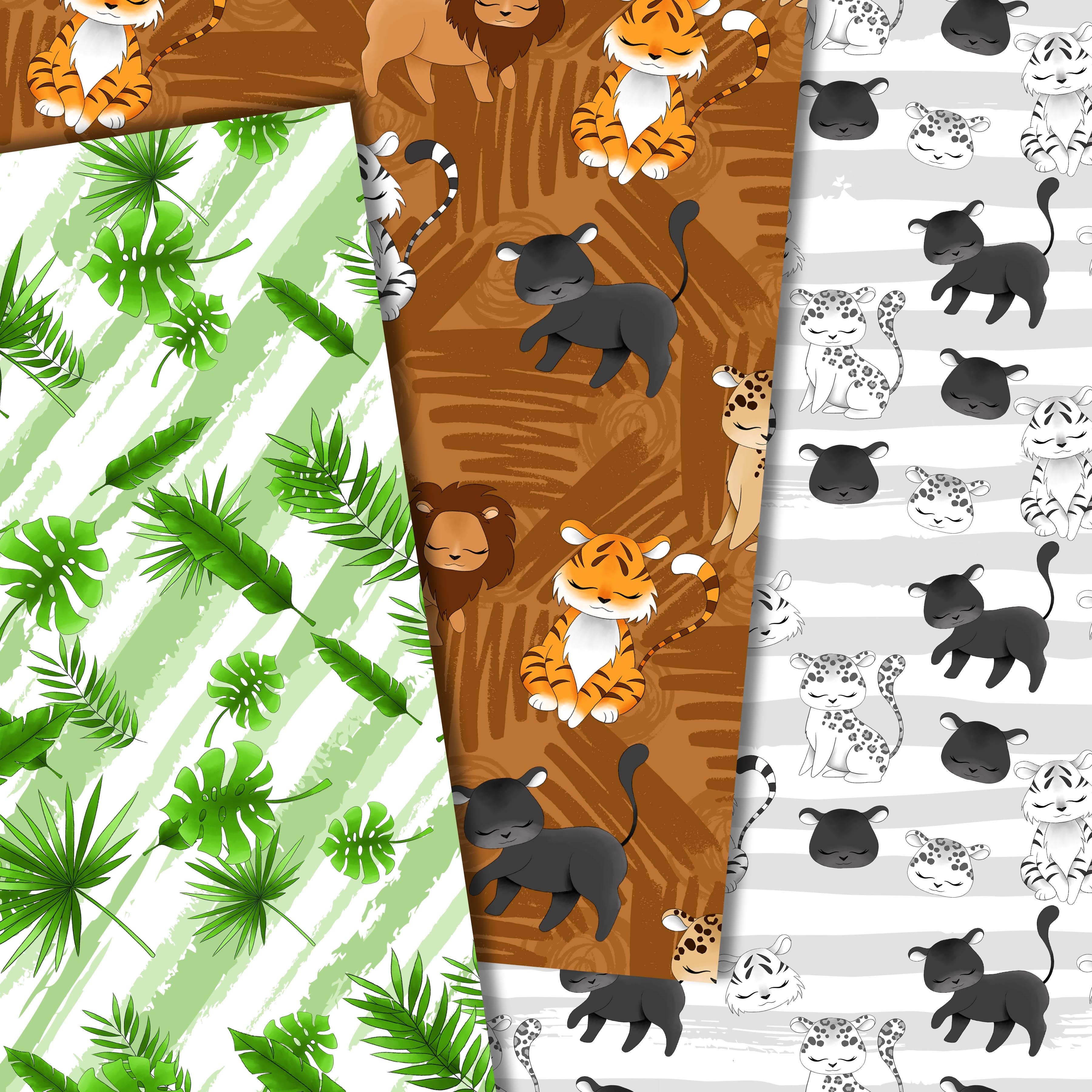 Wild cats patterns (98826) | Patterns | Design Bundles