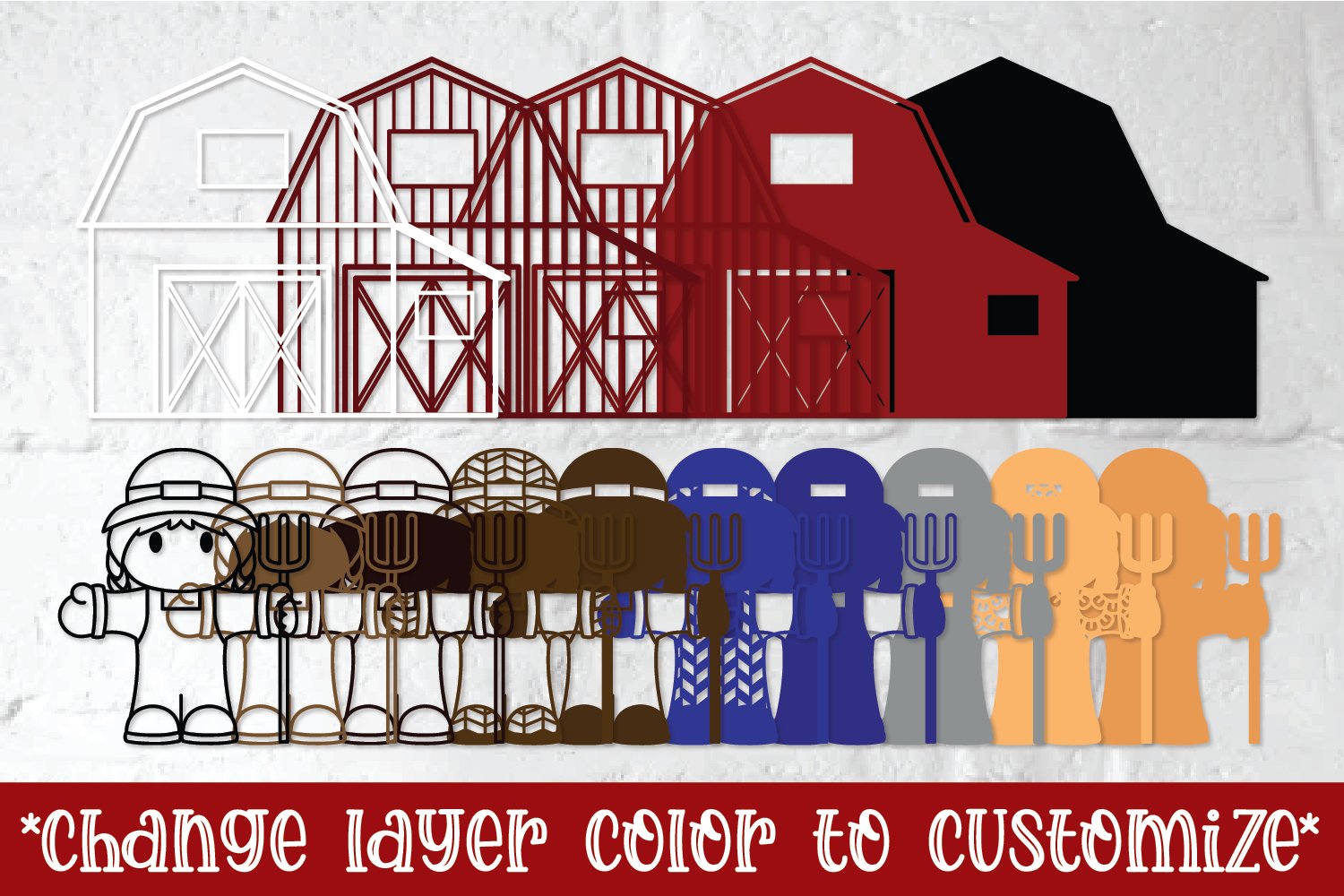 3D Farm Character Bundle, Layered Papercut SVG, 3D Tractor (972944 ...