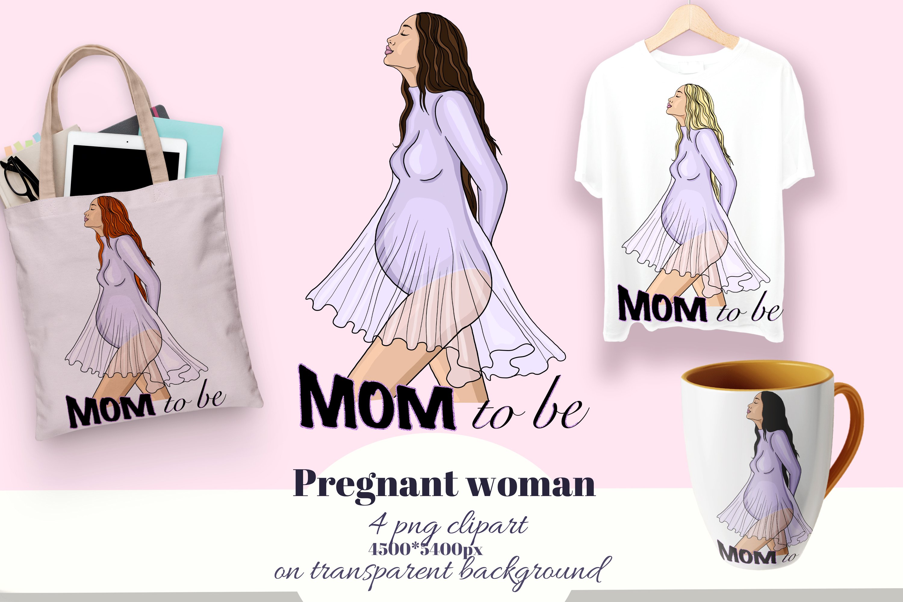 Mom to be T-shirt design. Pregnant woman. Maternity clipart. (953720 ...