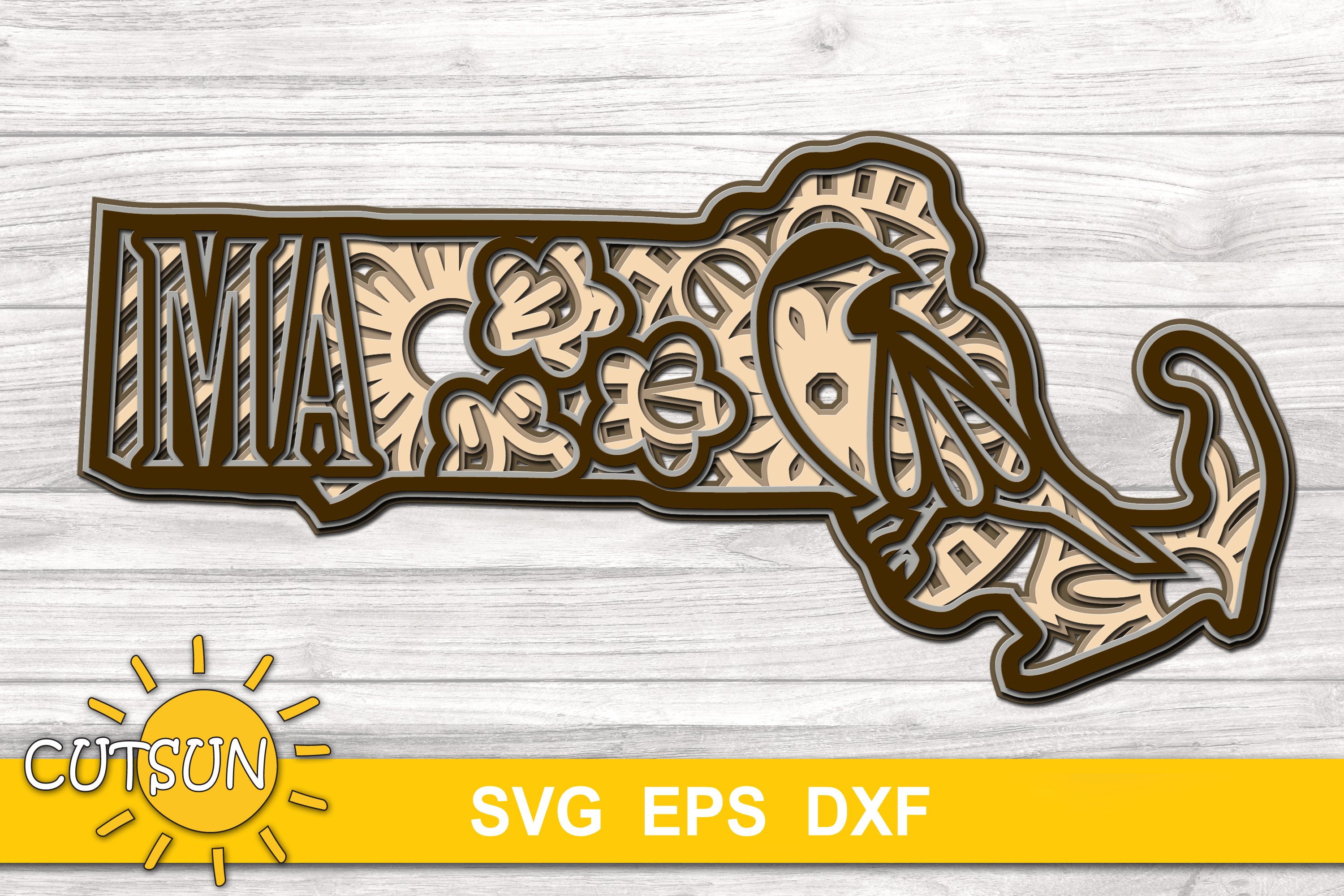 3D Layered Massachusetts state Mandala SVG - 5 layers (660866) | Cut ...