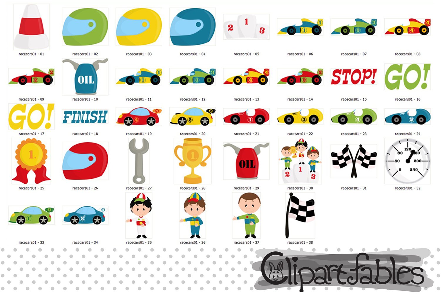 Cute RACE CARS clipart, Racing party, Formula 1 clip art set (246930 ...