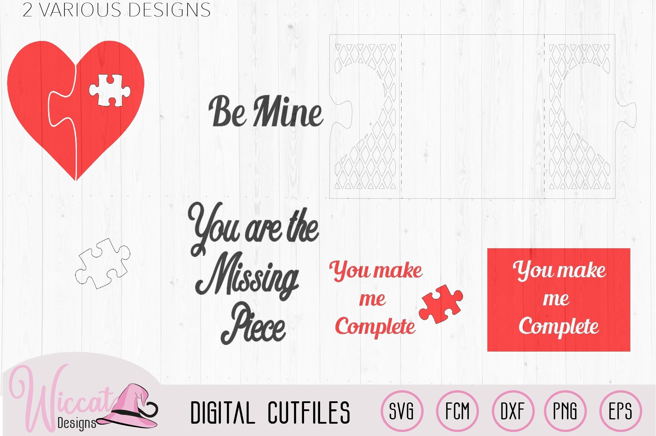 Valentine puzzle card svg, template svg, Heart card svg (52850) | Cut ...