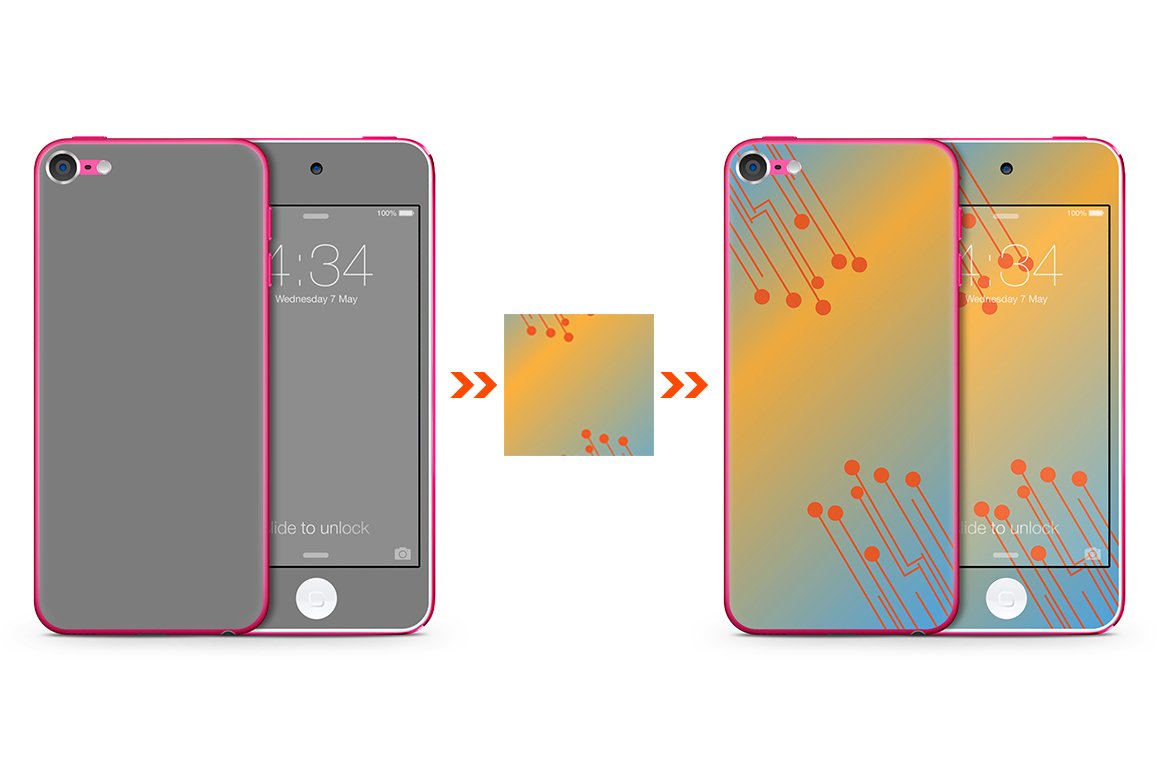iPod Touch 6 Skin Design Template Back/front View (38646) | Mockups ...