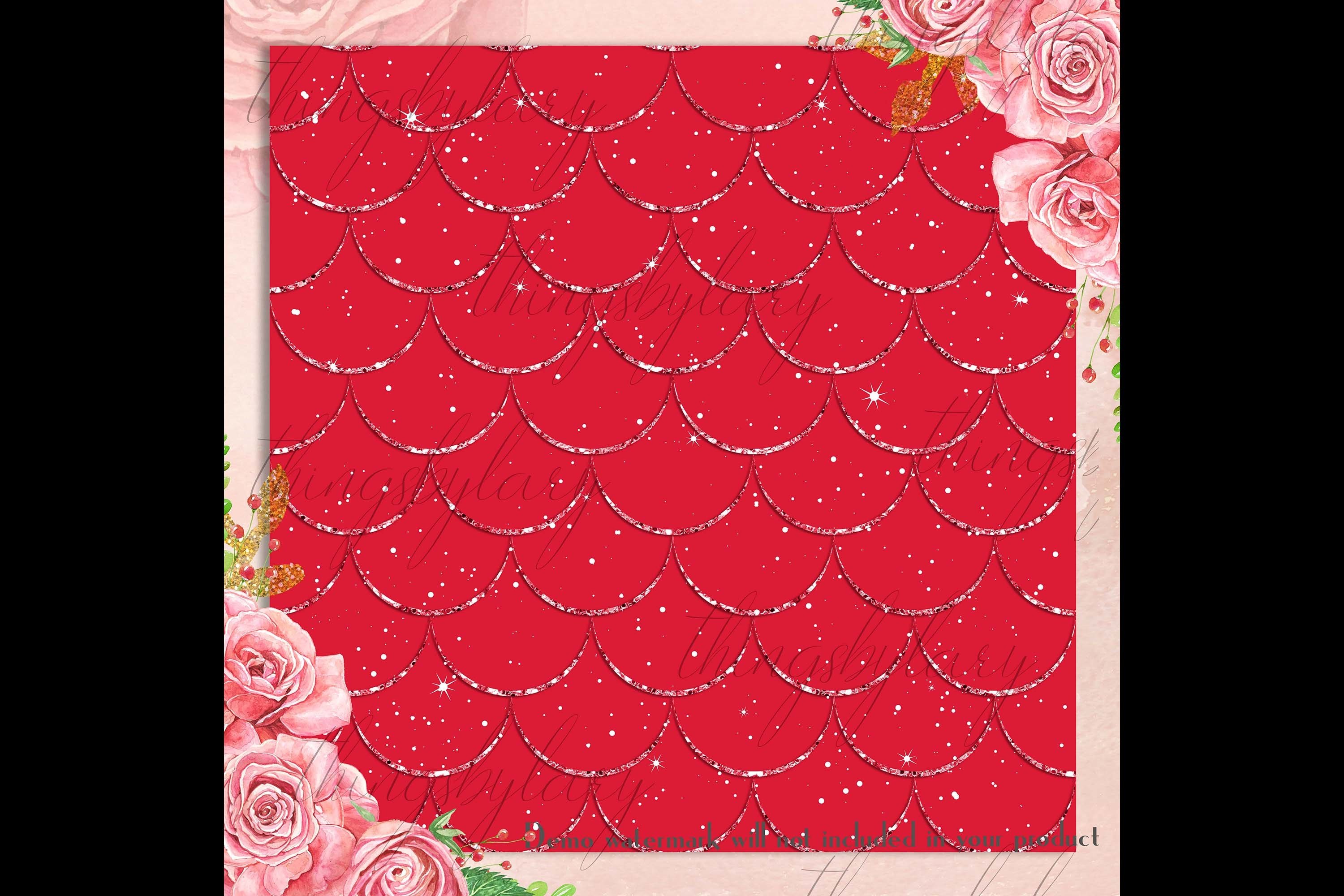 100 Seamless Fantasy Glitter Mermaid Scale Digital Papers (291686 ...