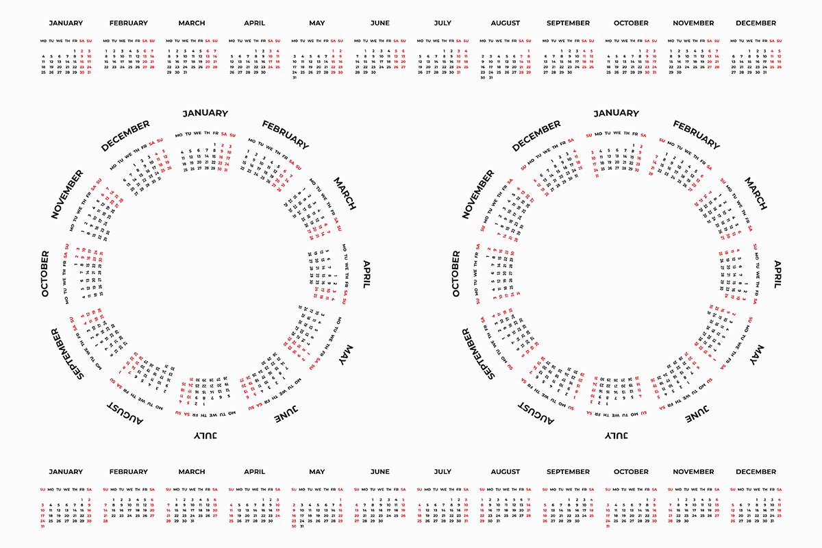 Round calendar 2021 (1155657) | Illustrations | Design Bundles