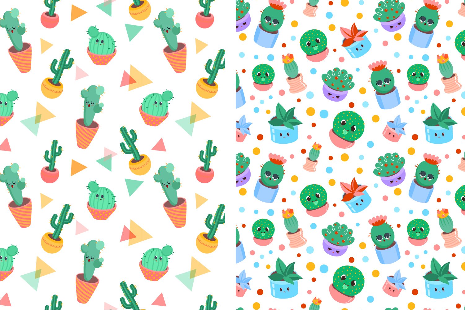 4 Cacti seamless vector patterns (412695) | Patterns | Design Bundles