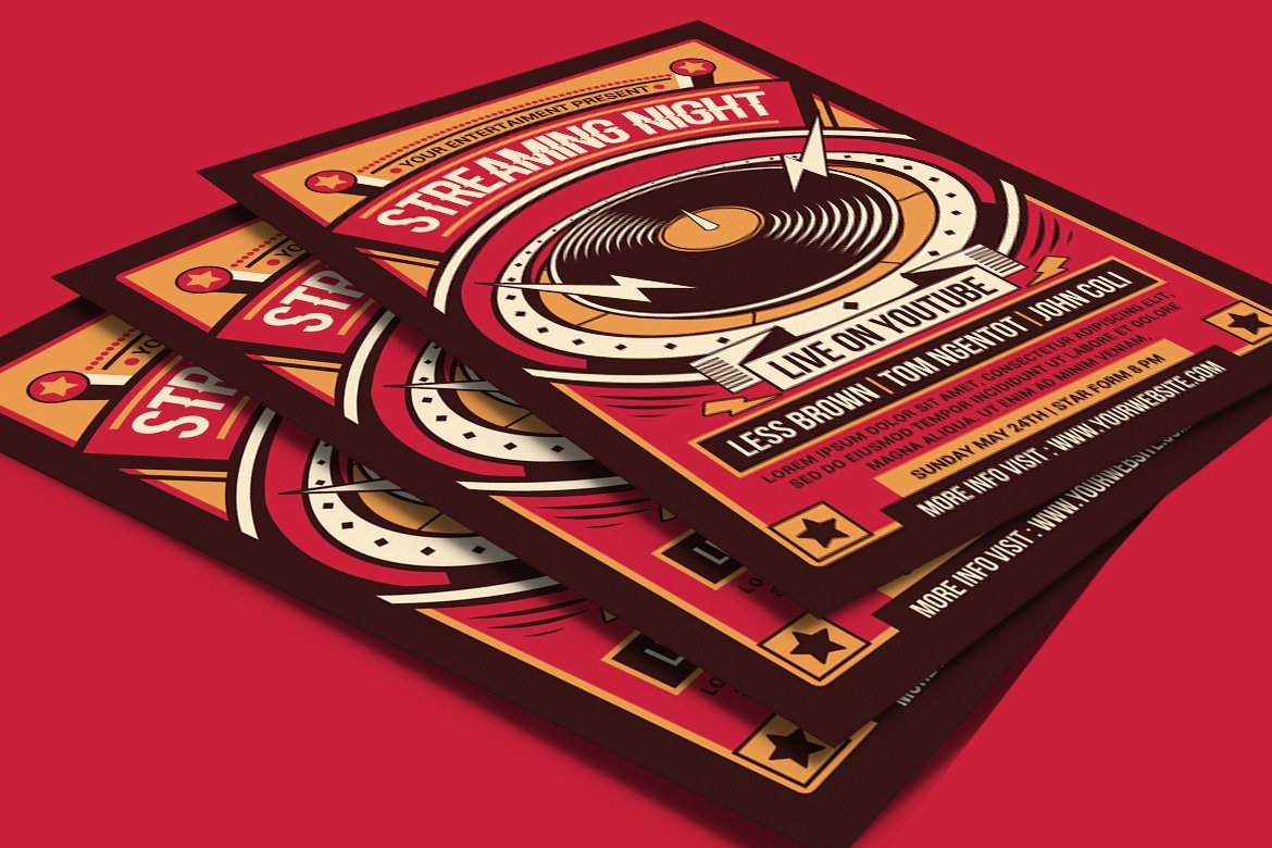 Live Music Streaming Concert Flyer (577301) | Flyers | Design Bundles