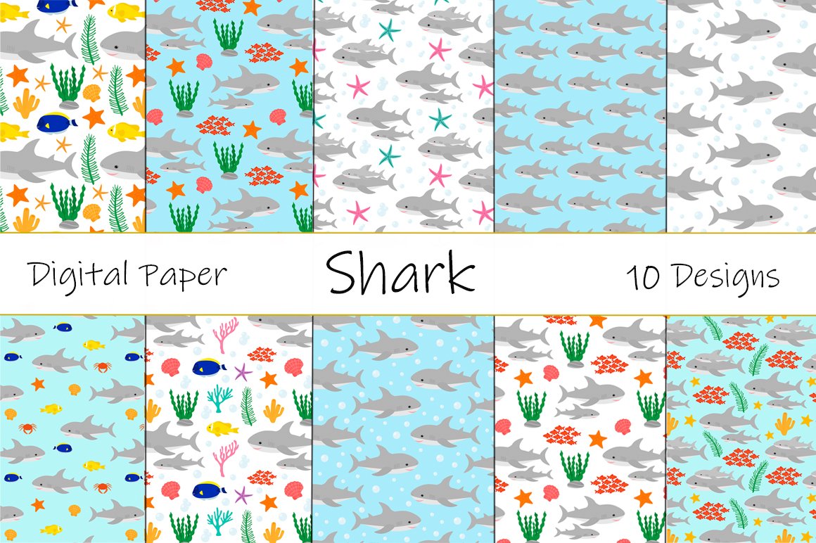 Seamless pattern cute shark vector (856805) | Patterns | Design Bundles
