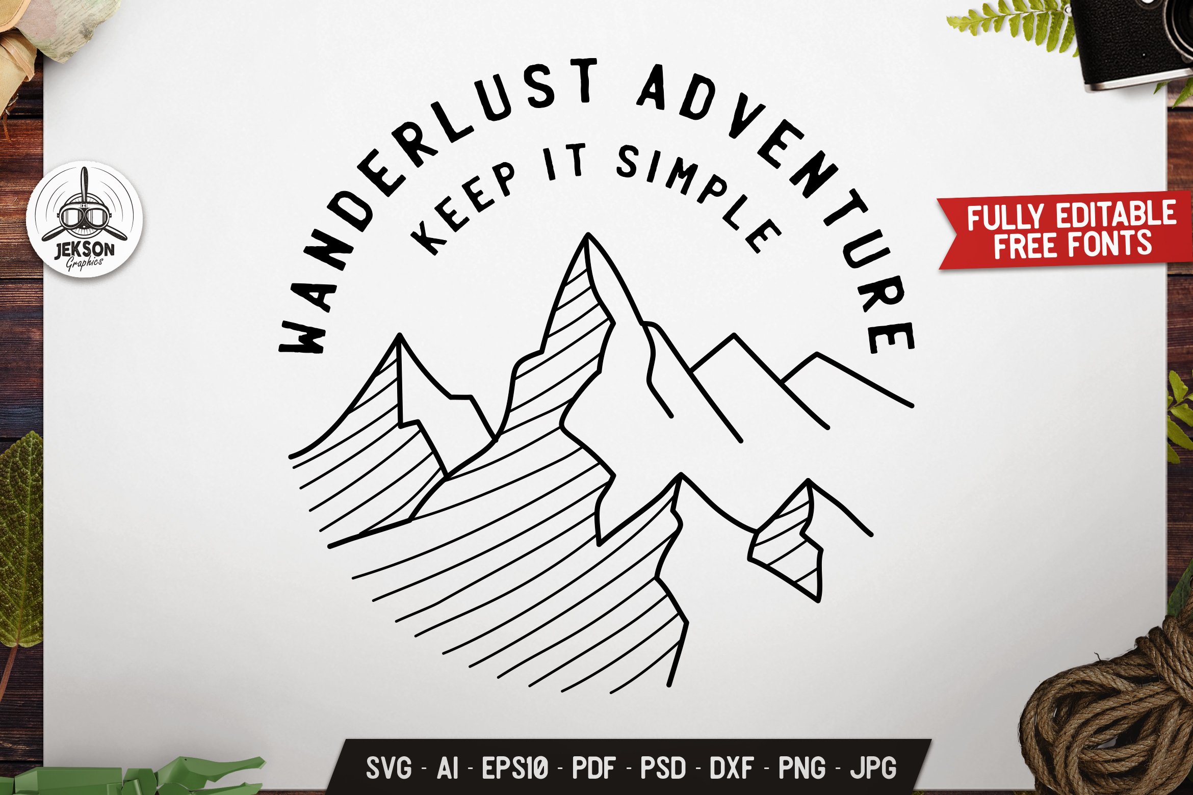 Wanderlust Adventure Badge Vector Emblem Design Graphics SVG (563043 ...