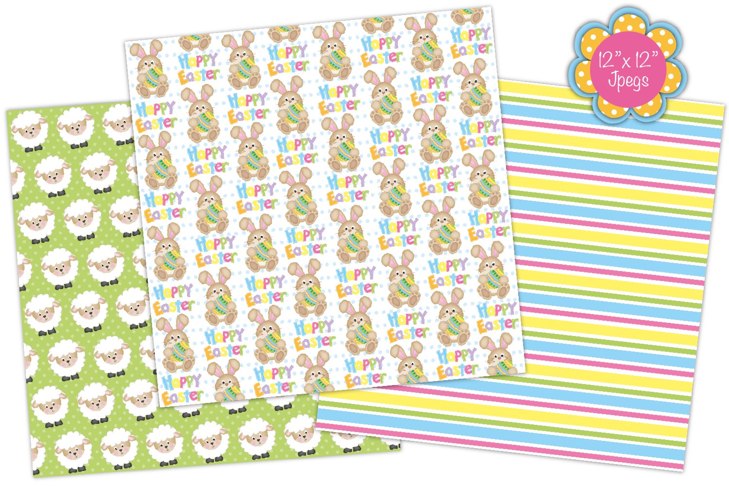 Easter digital papers, Easter seamless patterns, Bunny (85935 ...