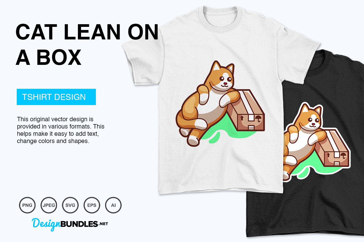 Cat Lean On A Box Vector Illustration