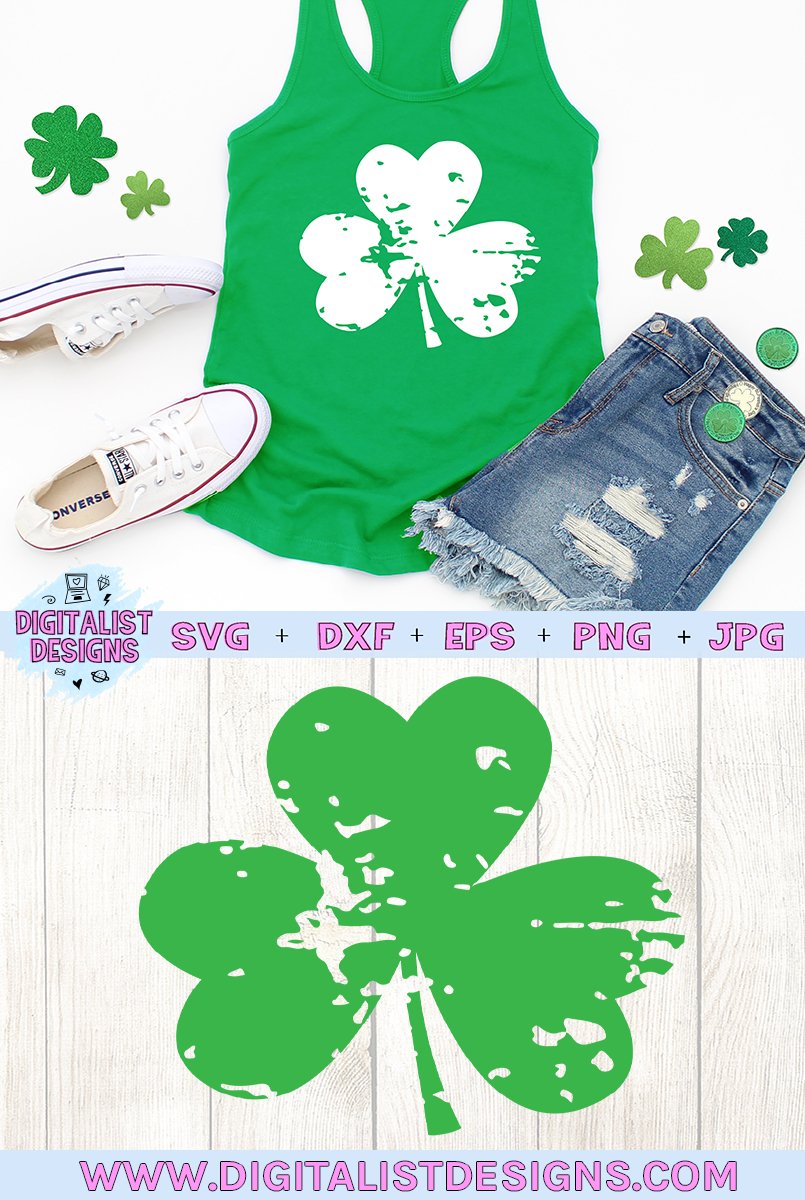 Grunge Shamrock SVG | St Patrick's Day SVG| Distressed (193462) | Cut ...