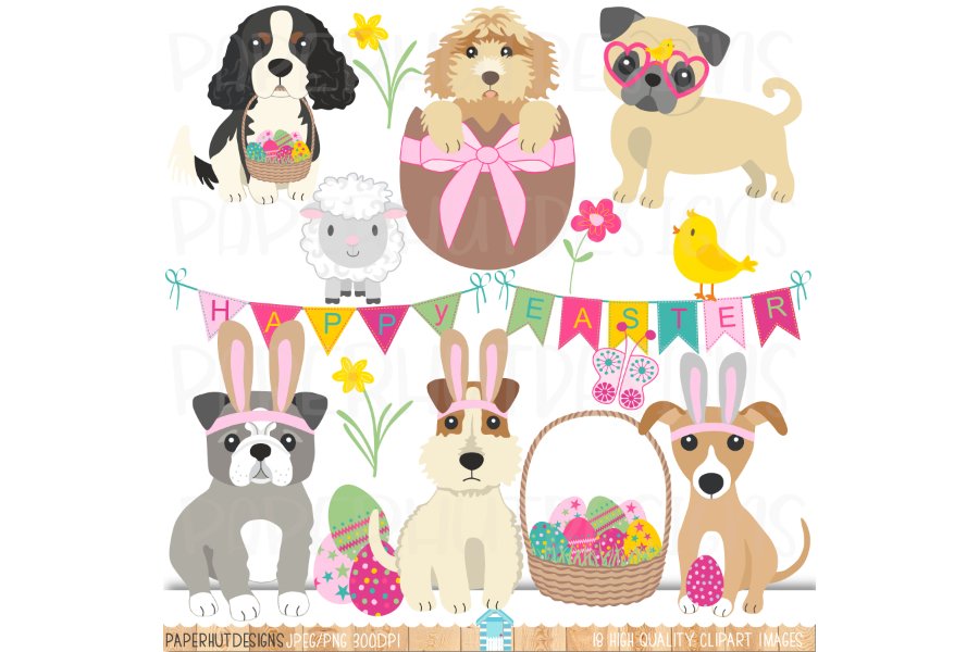 Easter Dogs Clipart|Puppy Dog Clip Art Set (1230068) | Characters ...