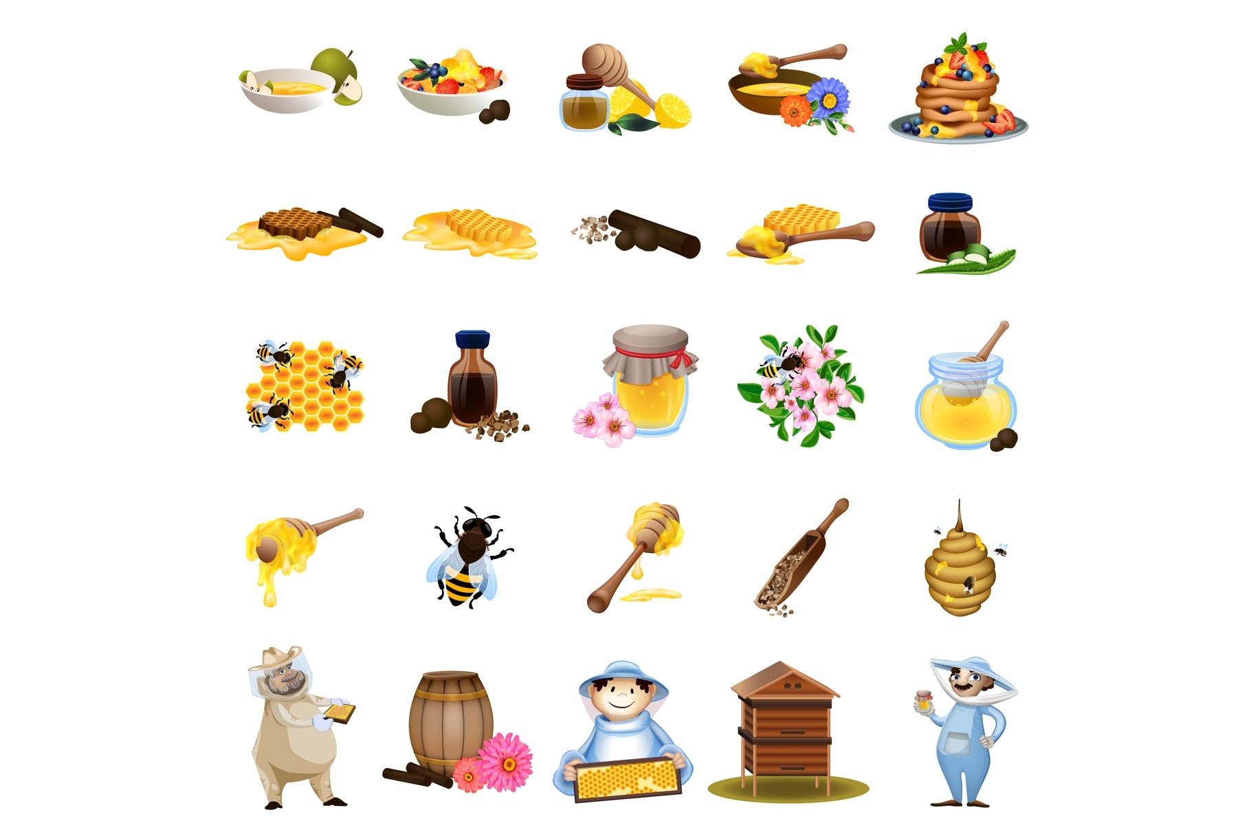 Propolis icons set, cartoon style (550510) | Illustrations | Design Bundles