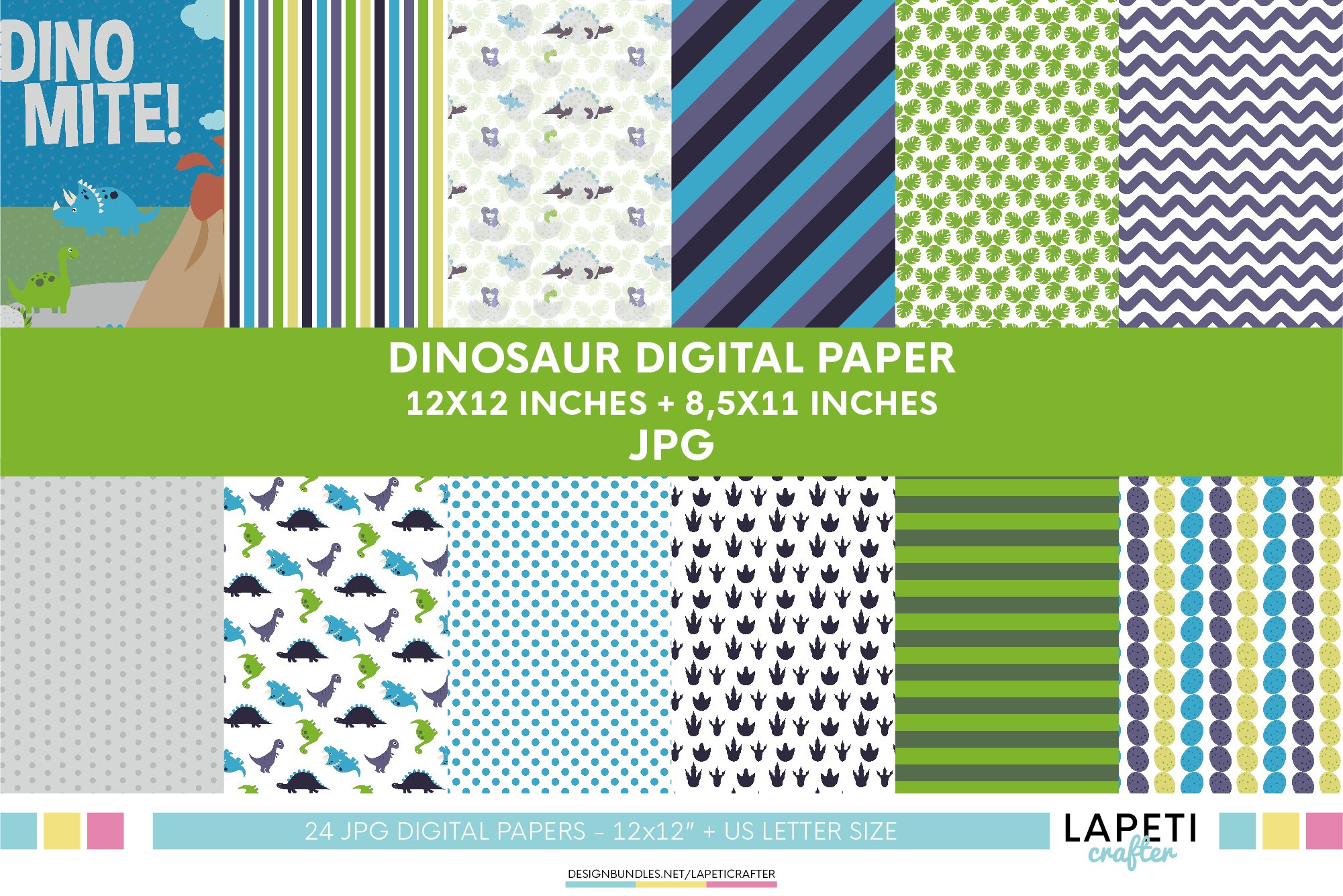 Dinosaur digital paper pack, Sublimation backgrounds pattern (965668 ...