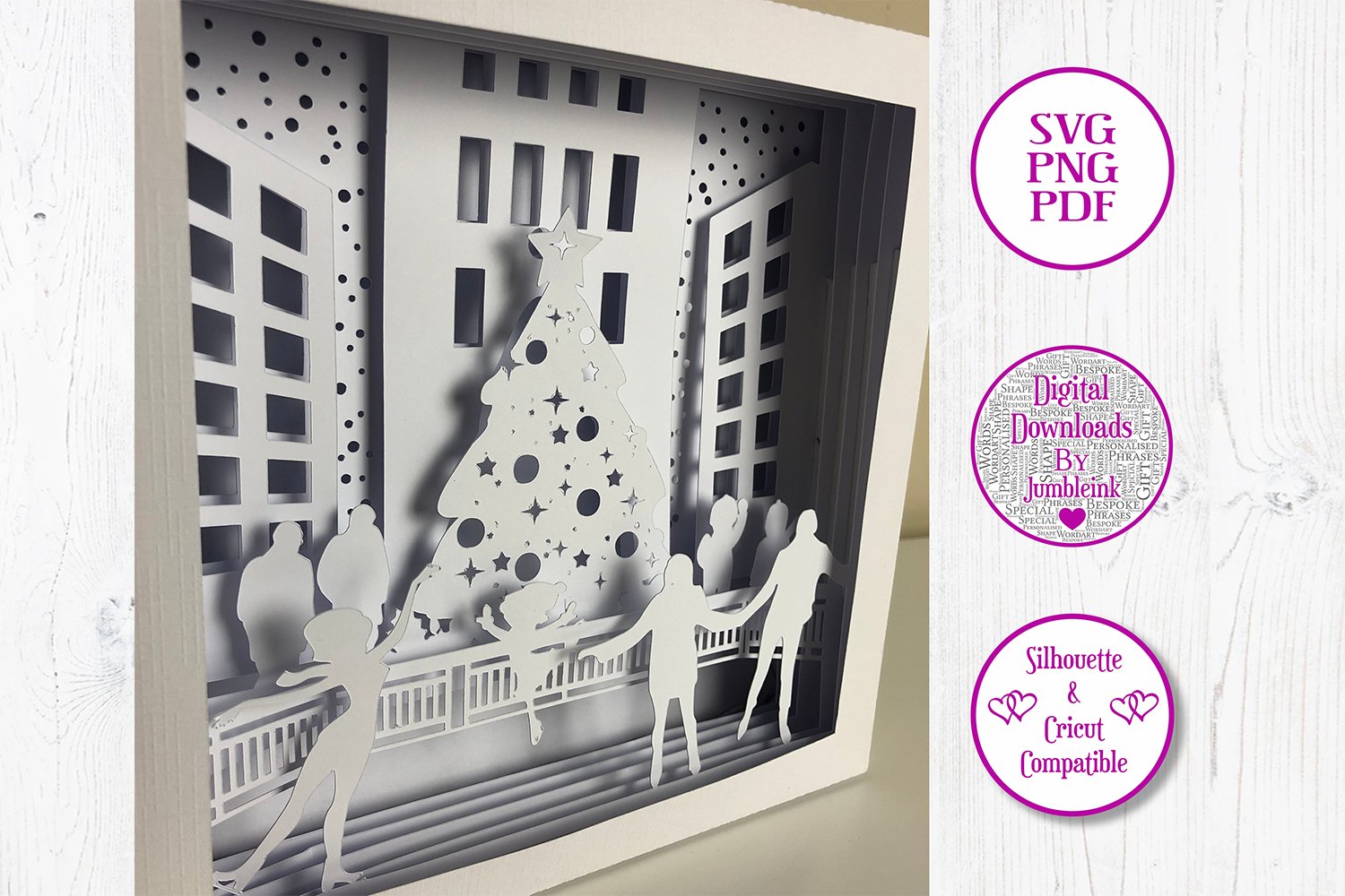 Ice Skating at Christmas - 3D Paper Cut Template Light B (855696) | Cut ...